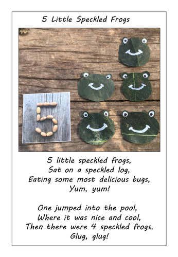 5 Speckled Frogs Number Rhyme Printables | Teaching Resources