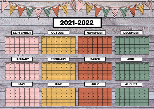 Boho Themed Calendar Classroom Monthly Display Bulletin Board 2021-2022 ...