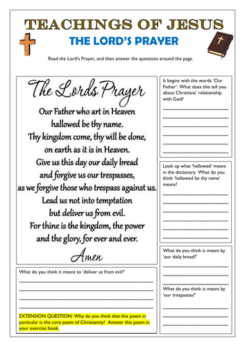 Teachings of Jesus - The Lord's Prayer! | Teaching Resources