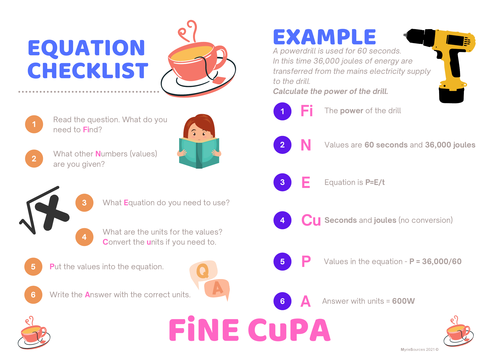 Science equation checklist poster | Teaching Resources