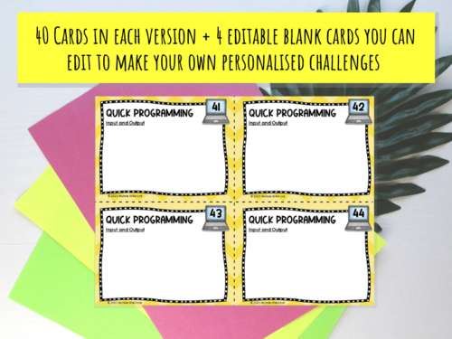 Programming Input and Output Task Cards | Teaching Resources