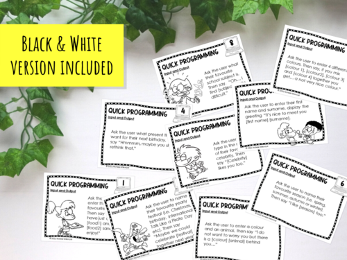 Programming Input and Output Task Cards | Teaching Resources