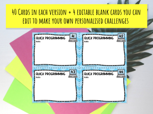 Programming Maths Task Cards | Teaching Resources