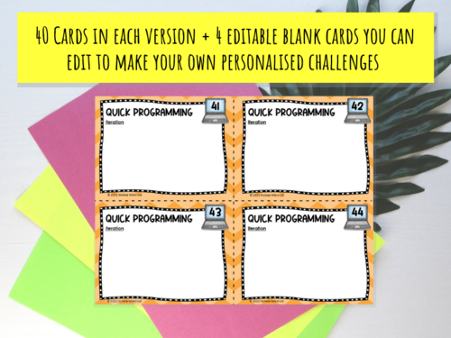 Programming Iteration Task Cards | Teaching Resources