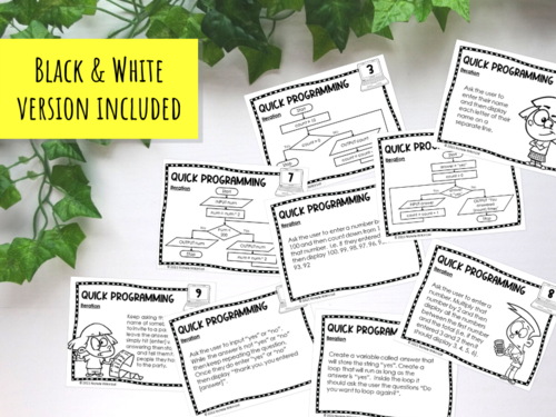 Programming Iteration Task Cards | Teaching Resources