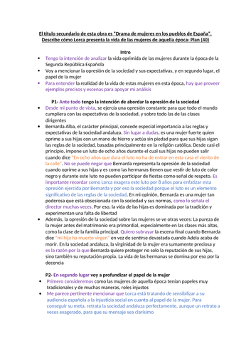 'La casa de Bernarda Alba' essay | Teaching Resources