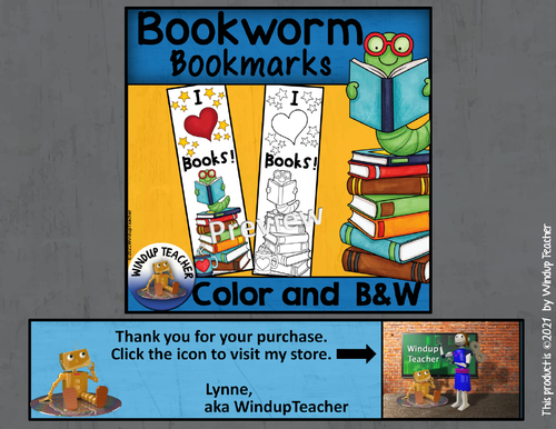 Bookworm Bookmarks to Color - Color and B&W Reading Bookmarks ...