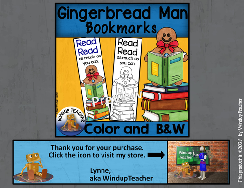 Gingerbread Reading Bookmarks | Color and B&W | Teaching Resources