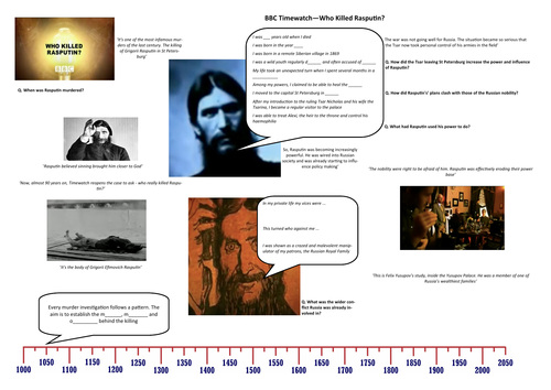 BBC Timewatch- Who Killed Rasputin? - Worksheet to support the BBC ...