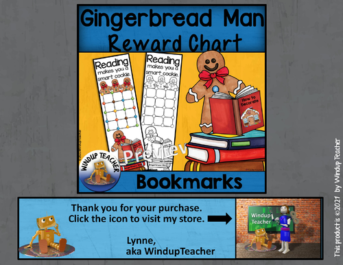 Gingerbread Man Reading Sticker Chart Bookmarks | Teaching Resources