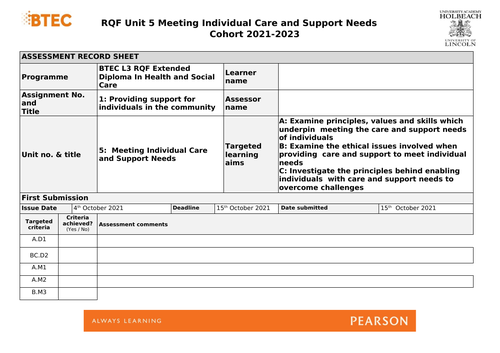 BTEC Level 3 Ext Dip Health & Social Care - SV/IV admin, tracking ...