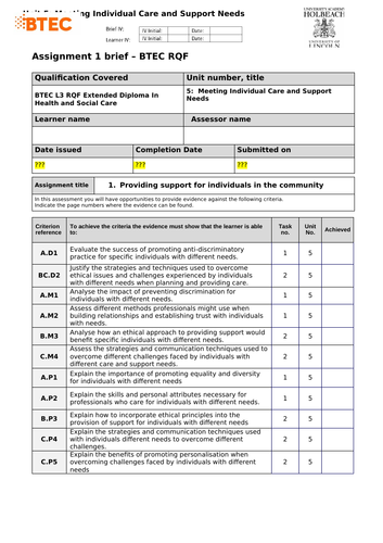 BTEC Level 3 Ext Dip Health & Social Care - SV/IV admin, tracking ...