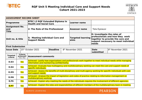 BTEC Level 3 Ext Dip Health & Social Care - SV/IV admin, tracking ...