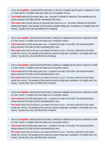 AQA GCSE Psychology MEMORY | Teaching Resources