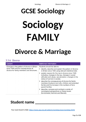 AQA GCSE Sociology FAMILY | Teaching Resources AQA GCSE Sociology FAMILY | Teaching Resources
