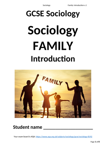 AQA GCSE Sociology FAMILY | Teaching Resources