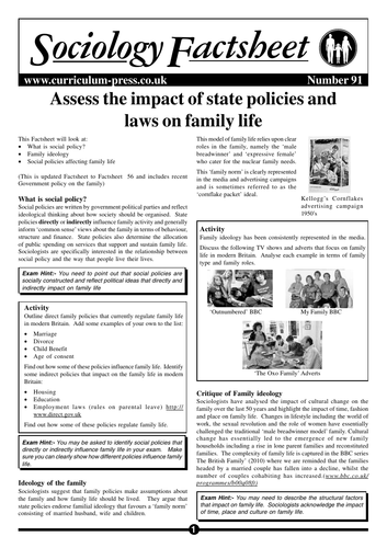 AQA A Level Sociology FAMILY | Teaching Resources