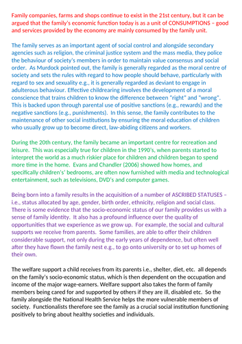AQA A Level Sociology FAMILY | Teaching Resources