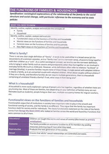 AQA A Level Sociology FAMILY | Teaching Resources