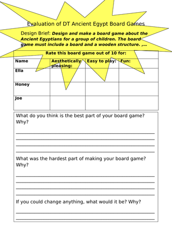 Year 3/4 Ancient Egypt DT Plan- Board Games | Teaching Resources