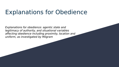 AQA A Level Psychology: Social Influence - Obedience Resources ...