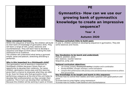 Year 3-4 Gymnastics Medium Term Planning | Teaching Resources