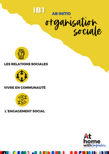 French Vocabulary List Social Organisation IB1 & IB2 - Ab Initio ...