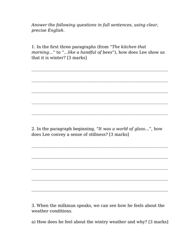 Cider with Rosie Comprehension Pack – Questions, Text & Answers ...