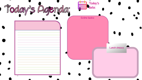 Pink Themed 'Today's Agenda' Slide | Teaching Resources