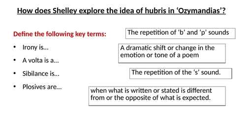 Y10 Ozymandias (AQA Power and Conflict) | Teaching Resources