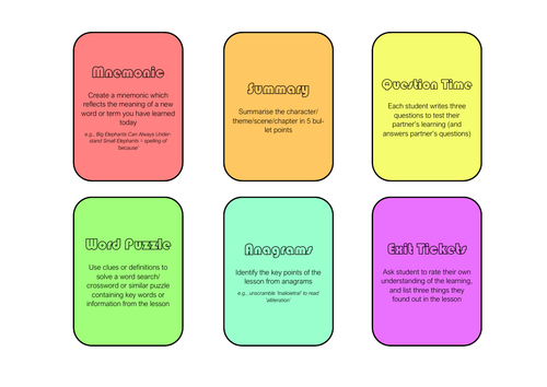 'Pocket Plenaries' Set of 30 Ideas for Plenaries | Teaching Resources
