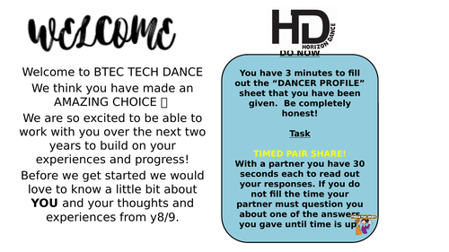 BTEC TECH award PERFORMING ARTS DANCE INTRO LESSON 1 | Teaching Resources