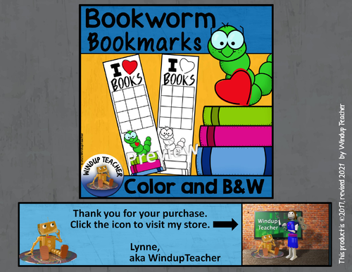 Bookworm Reading Bookmarks | Teaching Resources