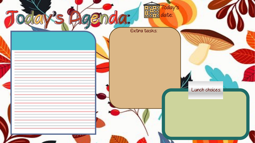 Pumpkin Themed 'Today's Agenda' Slide | Teaching Resources