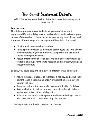 Oral Communication | The Great Seasonal Debate | All Year | Argue and ...