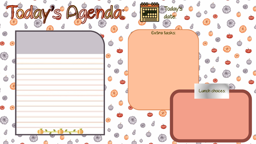 Pumpkin Dot 'Today's Agenda' Slide | Teaching Resources