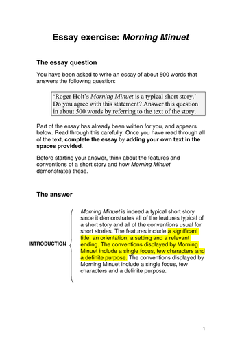 Short story essay store