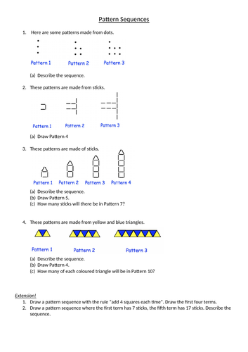 Pattern Sequences (Year 7) - Full Lesson | Teaching Resources