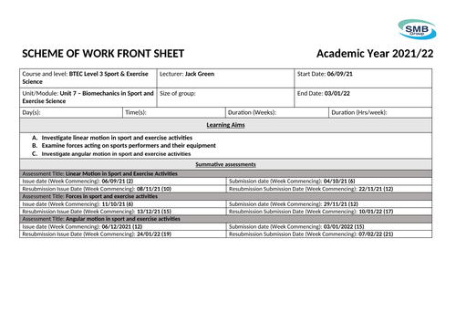 Biomechanics in Sport and Exercise Science (SOW & Lessons) | Teaching ...