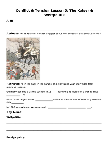 Conflict & Tension Lesson 5: The Kaiser & Weltpolitik | Teaching Resources