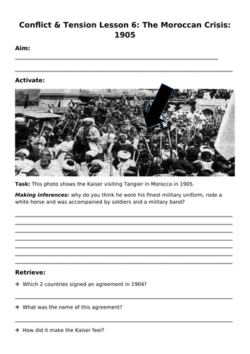 Conflict & Tension Lesson 6: The Moroccan Crisis: 1905 | Teaching Resources