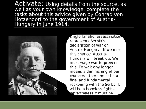 Conflict & Tension Lesson 11: The July Crisis | Teaching Resources