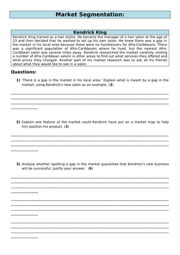 Market Segmentation Worksheet - GCSE (9-1) Business | Teaching Resources Market Segmentation Worksheet - GCSE (9-1) Business | Teaching Resources