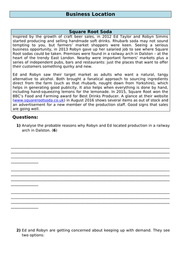 Business Location Worksheet - GCSE (9-1) Business | Teaching Resources