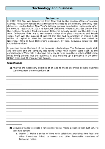Business Technology Worksheet - GCSE (9-1) Business | Teaching Resources