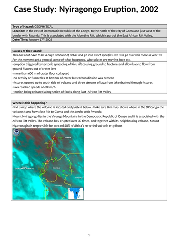 AQA A Level Physical Geography Hazards | Teaching Resources