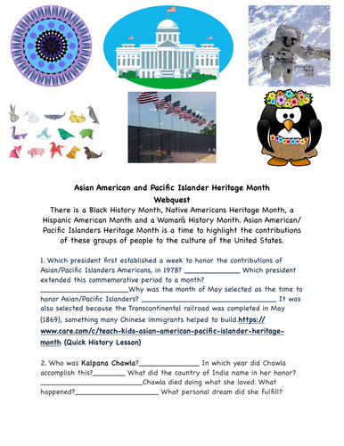 Asian American and Pacific Islander(AAPI) Heritage Month(A Webquest ...