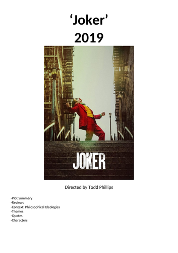 'Joker' Film Study | Teaching Resources