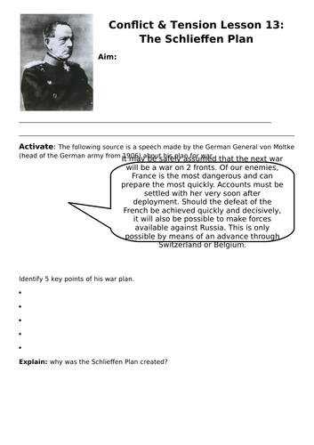 Conflict & Tension Lesson 13: The Schlieffen Plan | Teaching Resources