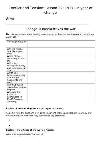 Conflict & Tension: Lesson 22: 1917 – a year of change | Teaching Resources